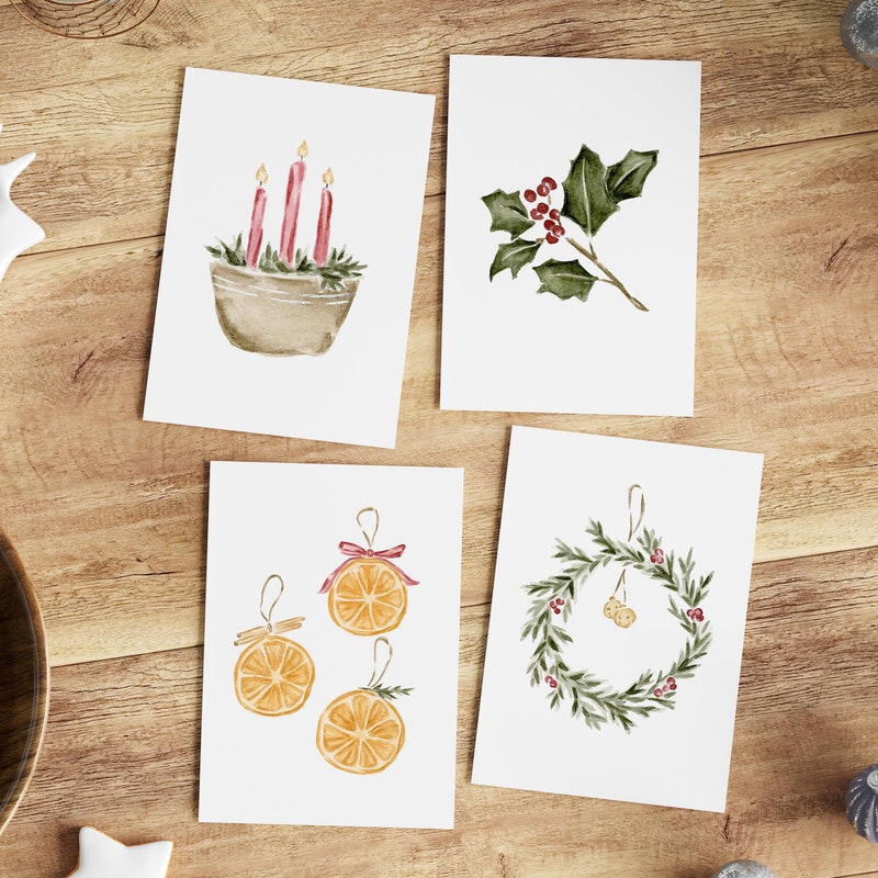 Watercolor Christmas Cards - Etsy