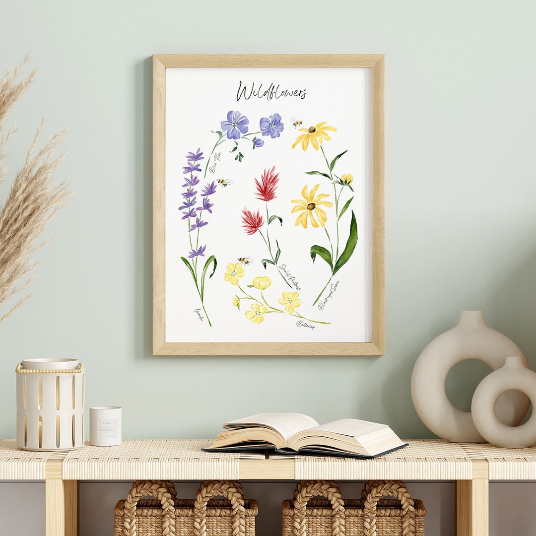 Wildflower Poster, Watercolor Floral Art Print, Wildflower Art ...