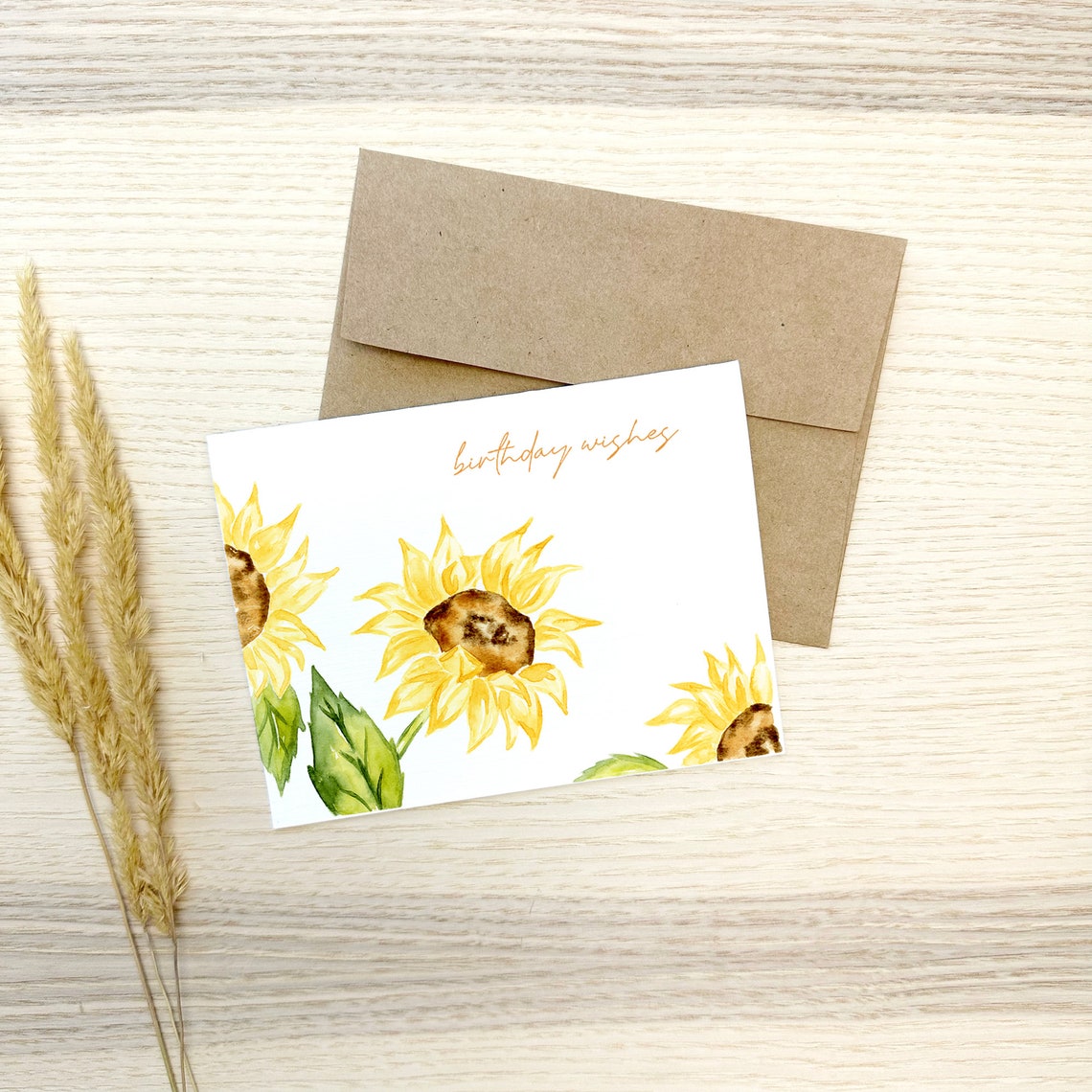 Happy Birthday Card Watercolor Sunflower Birthday Card Her - Etsy