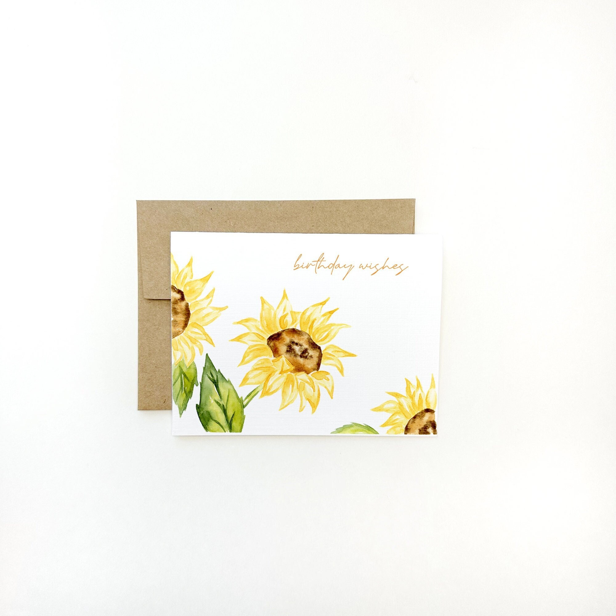 Happy Birthday Card Watercolor Sunflower Birthday Card Her - Etsy