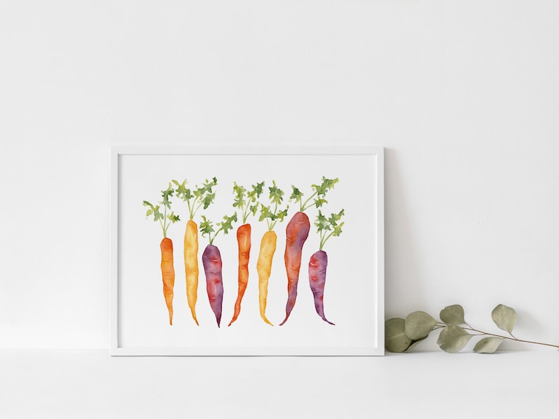 Rainbow Carrots Watercolor Art Print, Kitchen Decor, Food Wall Art - Etsy