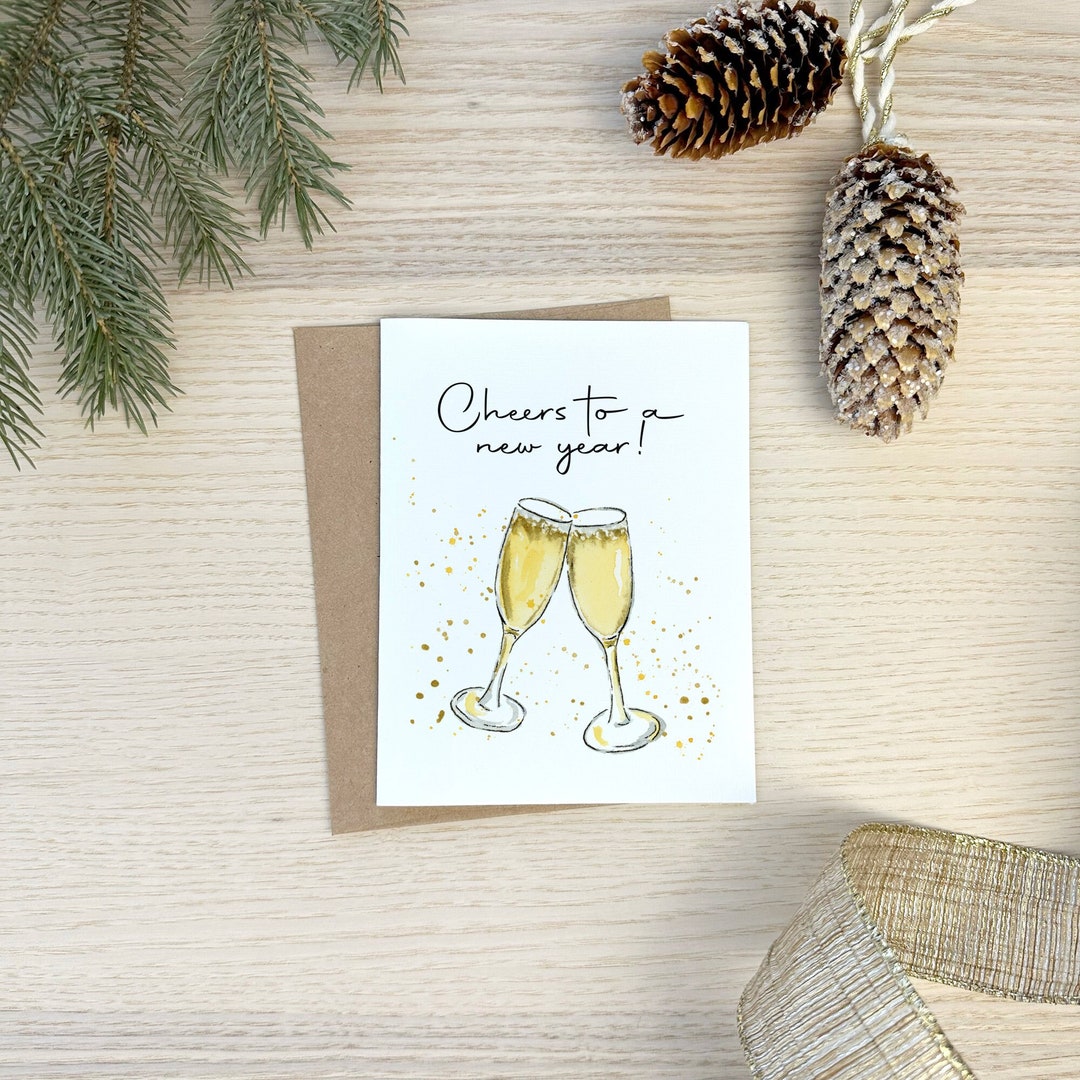 New Years Cards, Cheers to a New Year, Happy New Year, Festive Holiday ...