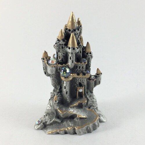 Pewter Castle With Many Towers Winding Stairs and Swarovski - Etsy