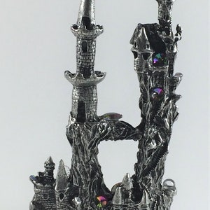 Tall Pewter Twin Castles With Bridge and Many Colorful Crystals - Etsy