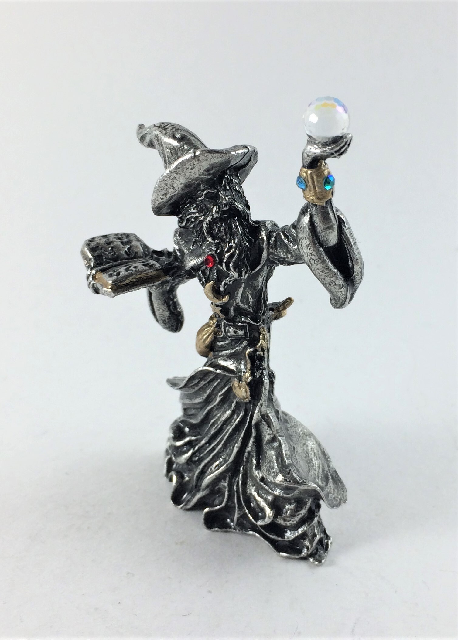PEWTER WIZARD With Book and Magical Crystal Ball | Etsy