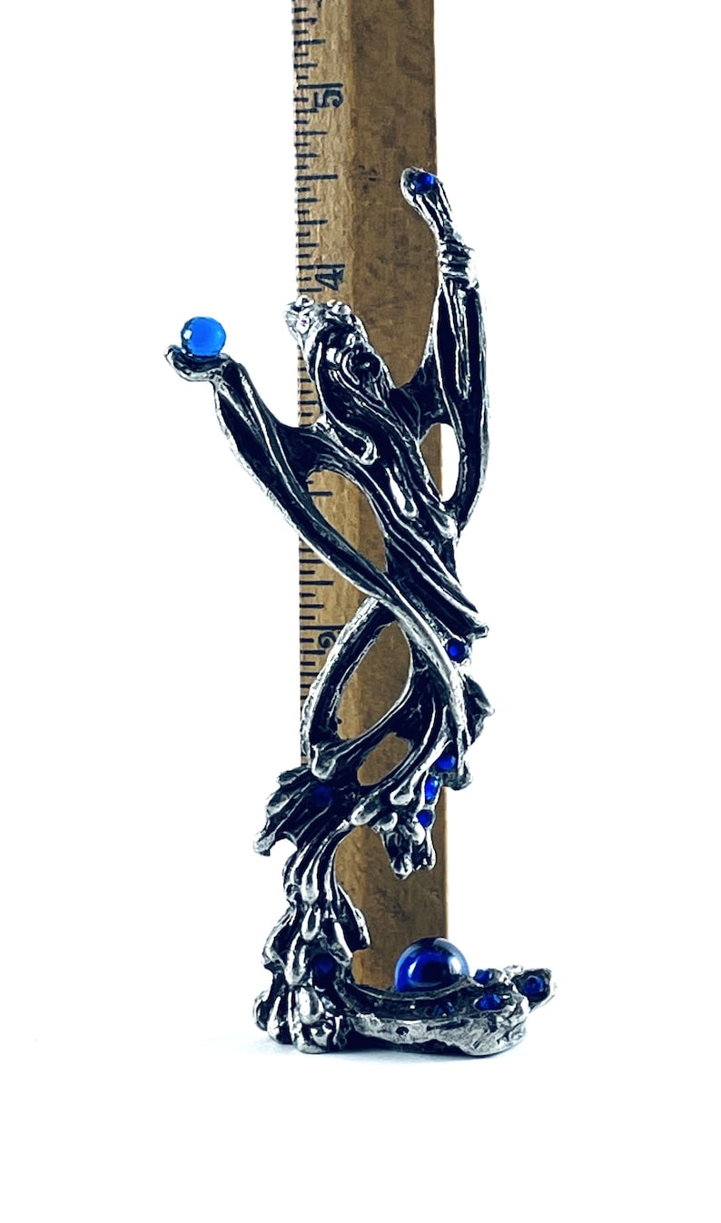 Pewter Materializing Water Wizard With Blue Crystals - Etsy
