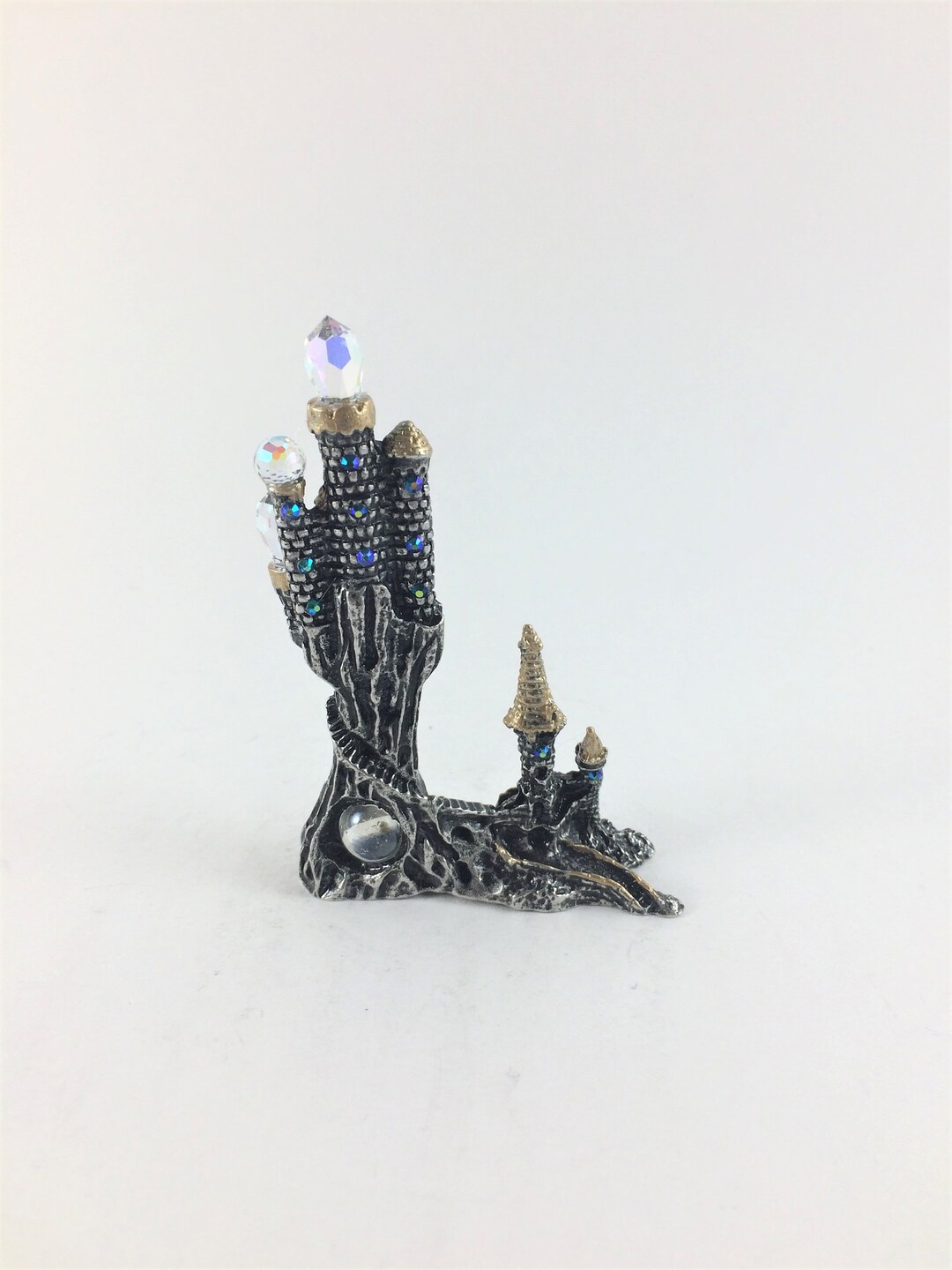 Pewter Double Castles With Aurora-borealis Crystal Prisms - Etsy