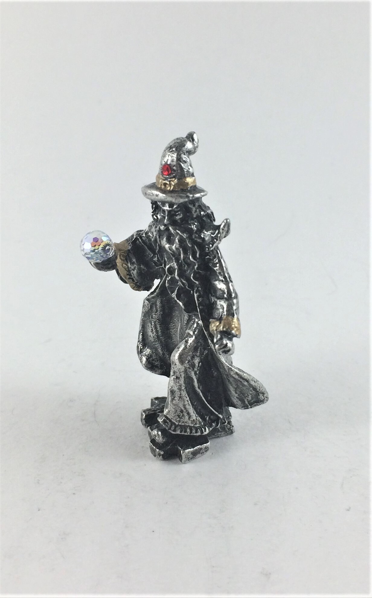 PEWTER WIZARD With Stars & Crescent Moons on Cape and Holding | Etsy