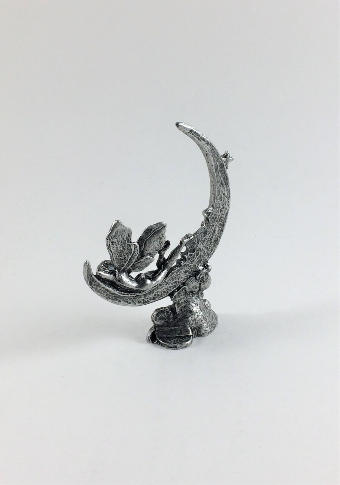 Pewter Fairy on Crescent Moon with Sparkling Wings | Etsy