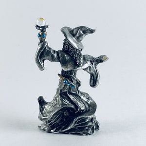 Pewter Wizard With Book and Magical Crystal Ball - Etsy
