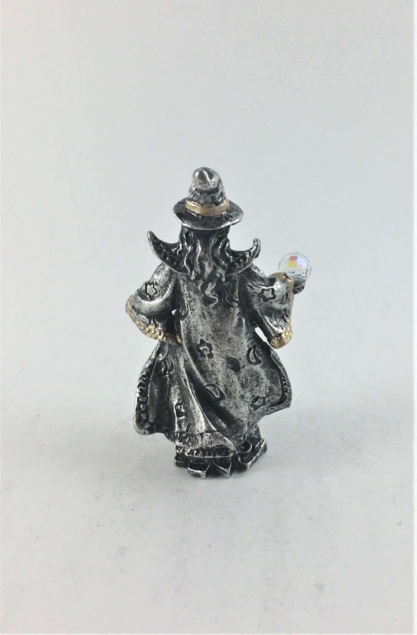 PEWTER WIZARD With Stars & Crescent Moons on Cape and Holding | Etsy