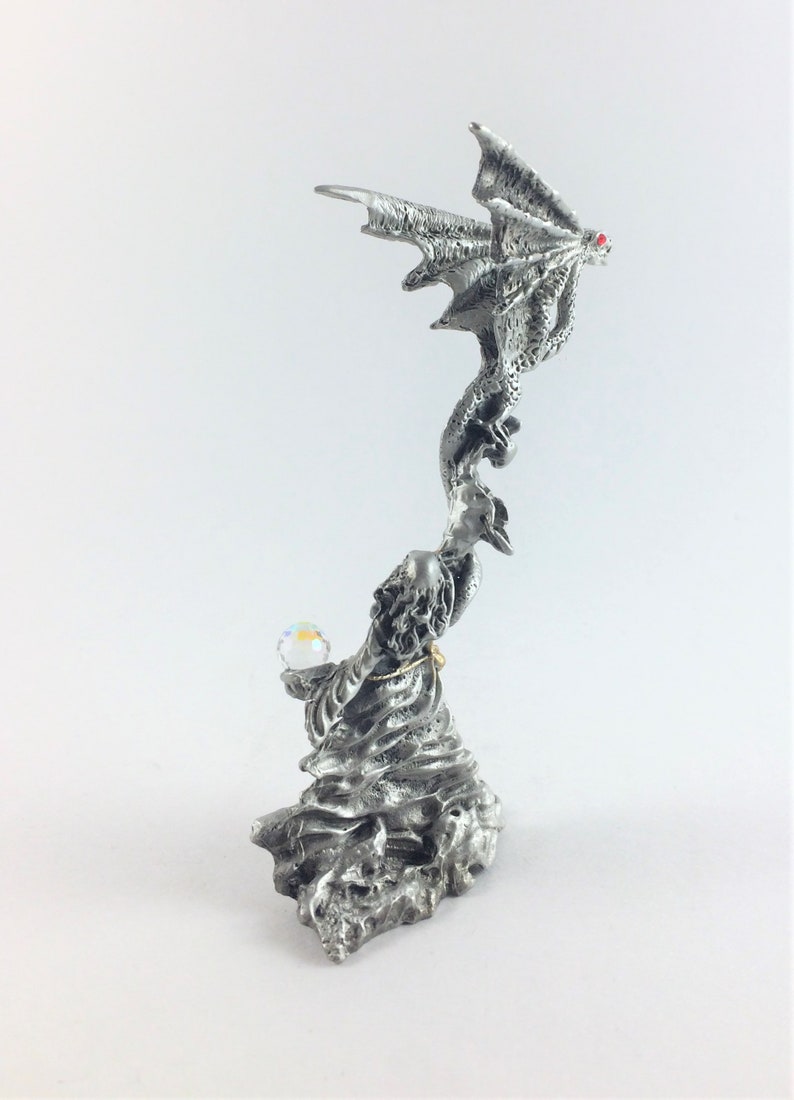Pewter Wizard - Dragon Master With Crystals - Satin Matte Finish - Etsy