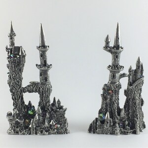 Tall Pewter Twin Castles With Bridge and Many Colorful Crystals - Etsy