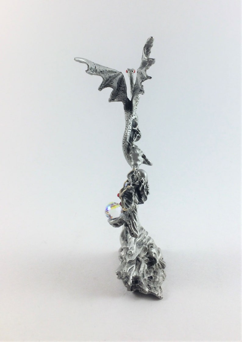Pewter Wizard - Dragon Master With Crystals - Satin Matte Finish - Etsy