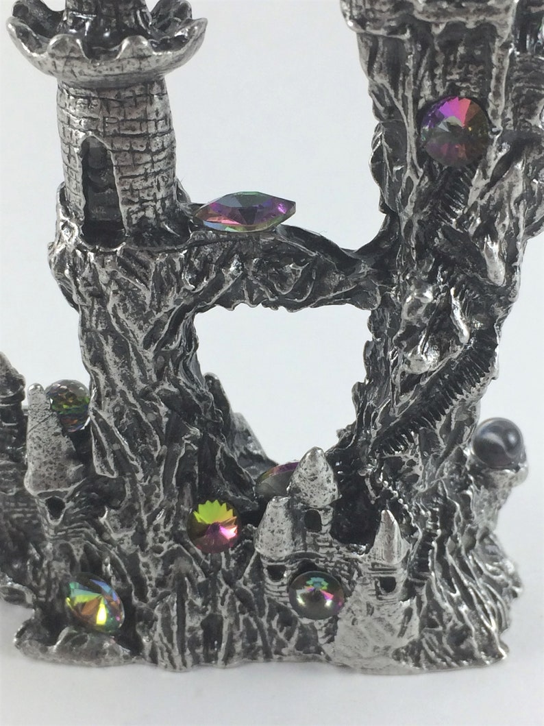 Tall Pewter Twin Castles With Bridge and Many Colorful - Etsy