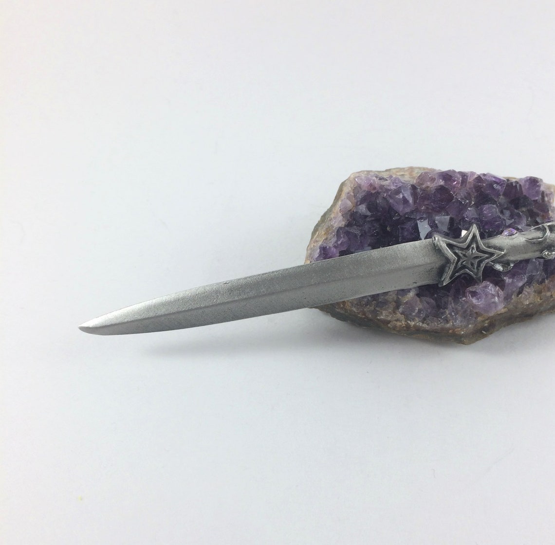 Pewter Celestial Star Athame Genuine Purple Amethyst & - Etsy