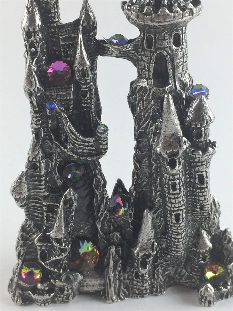 Tall Pewter Twin Castles With Bridge and Many Colorful - Etsy