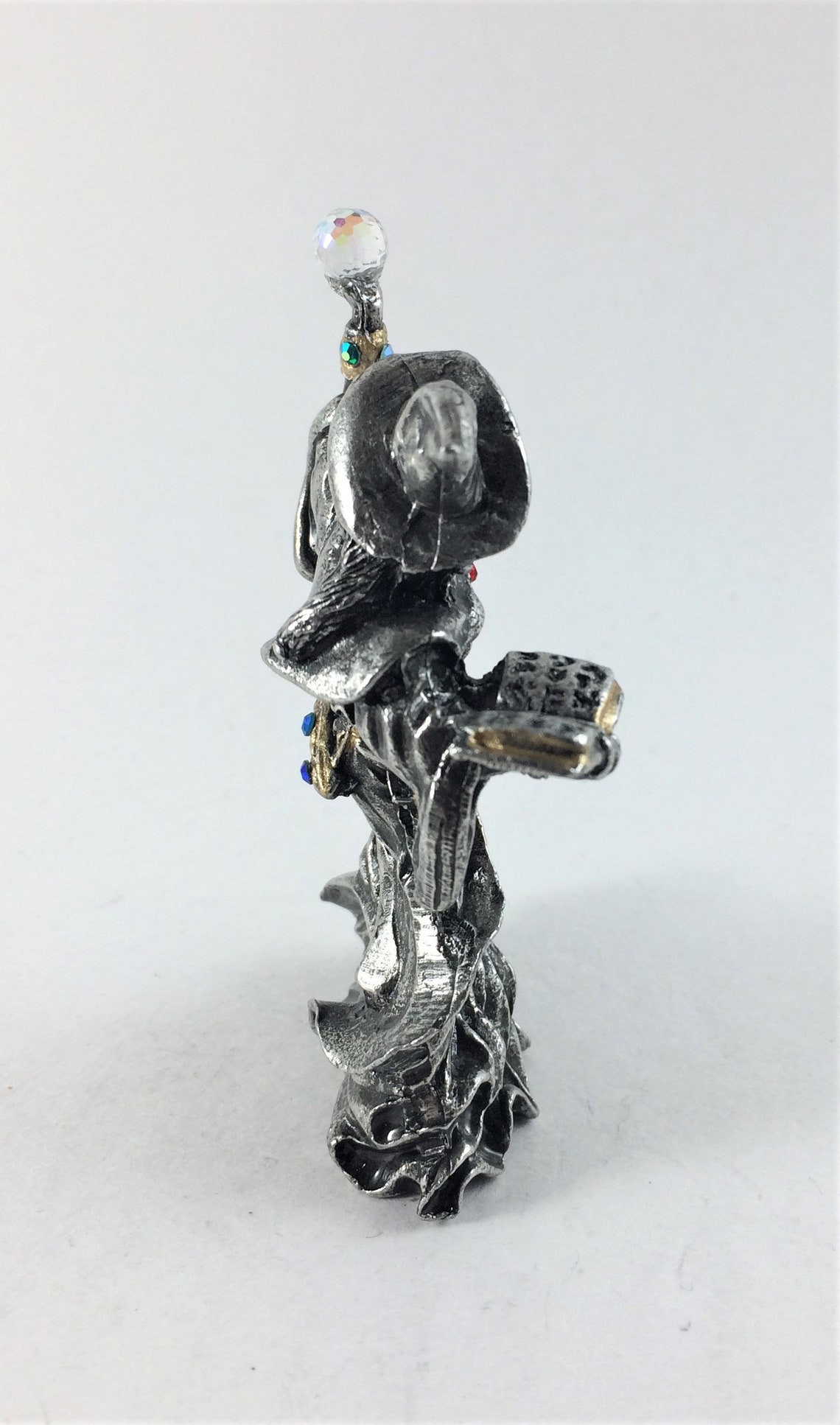 PEWTER WIZARD With Book and Magical Crystal Ball | Etsy