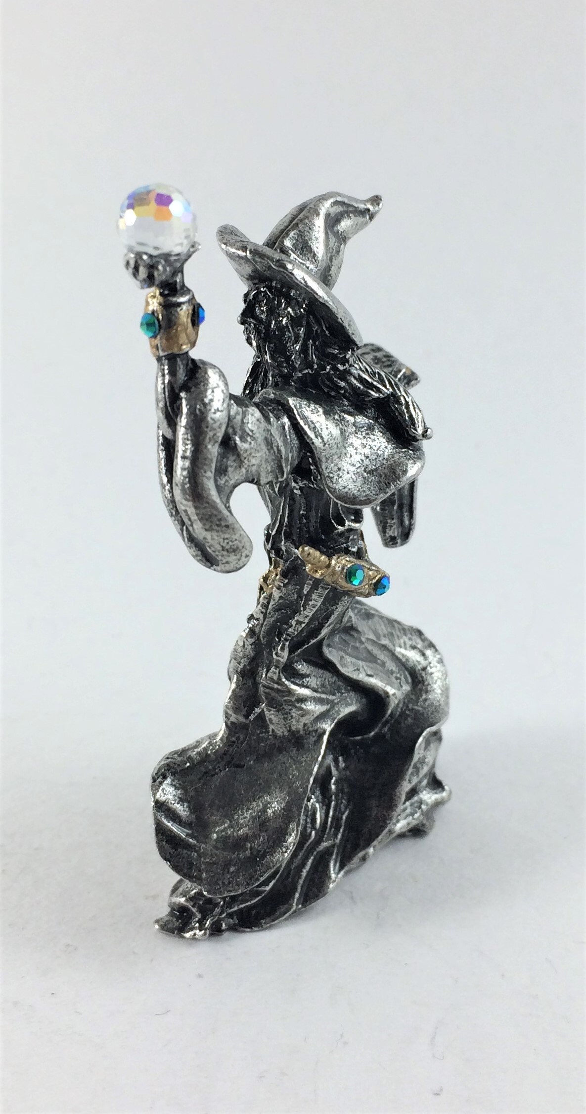 PEWTER WIZARD With Book and Magical Crystal Ball | Etsy