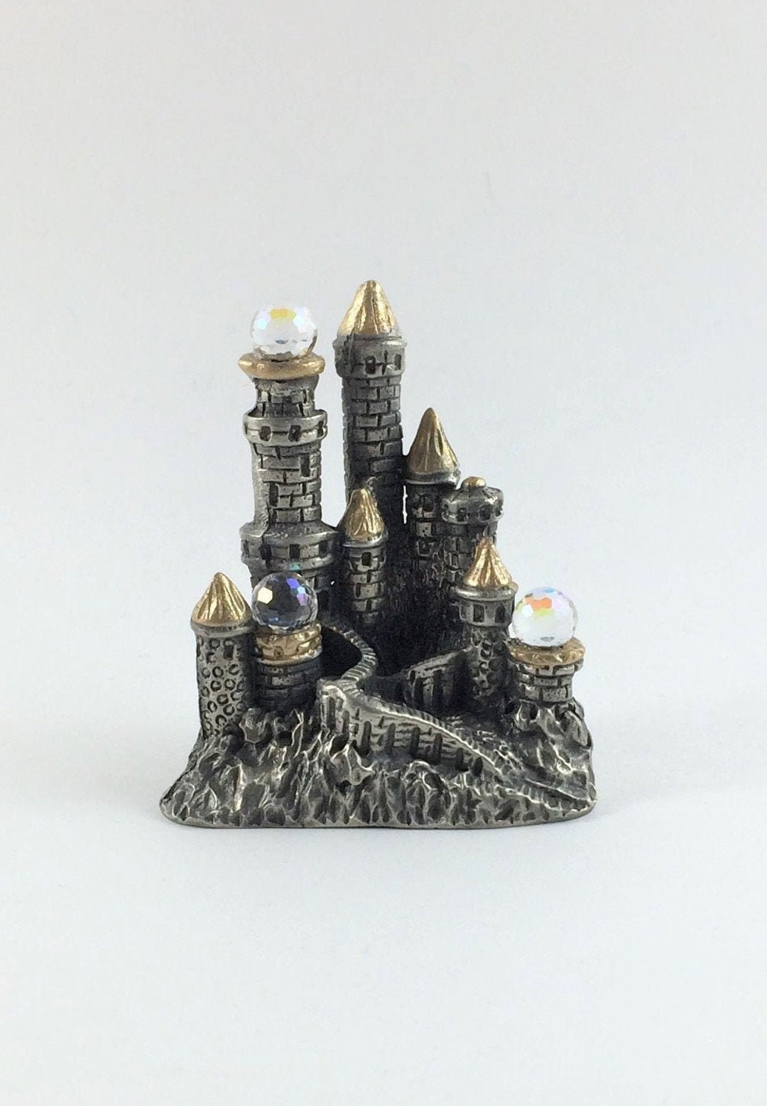 Pewter Castle With Many Towers, Winding Stairs, and Swarovski Crystal ...