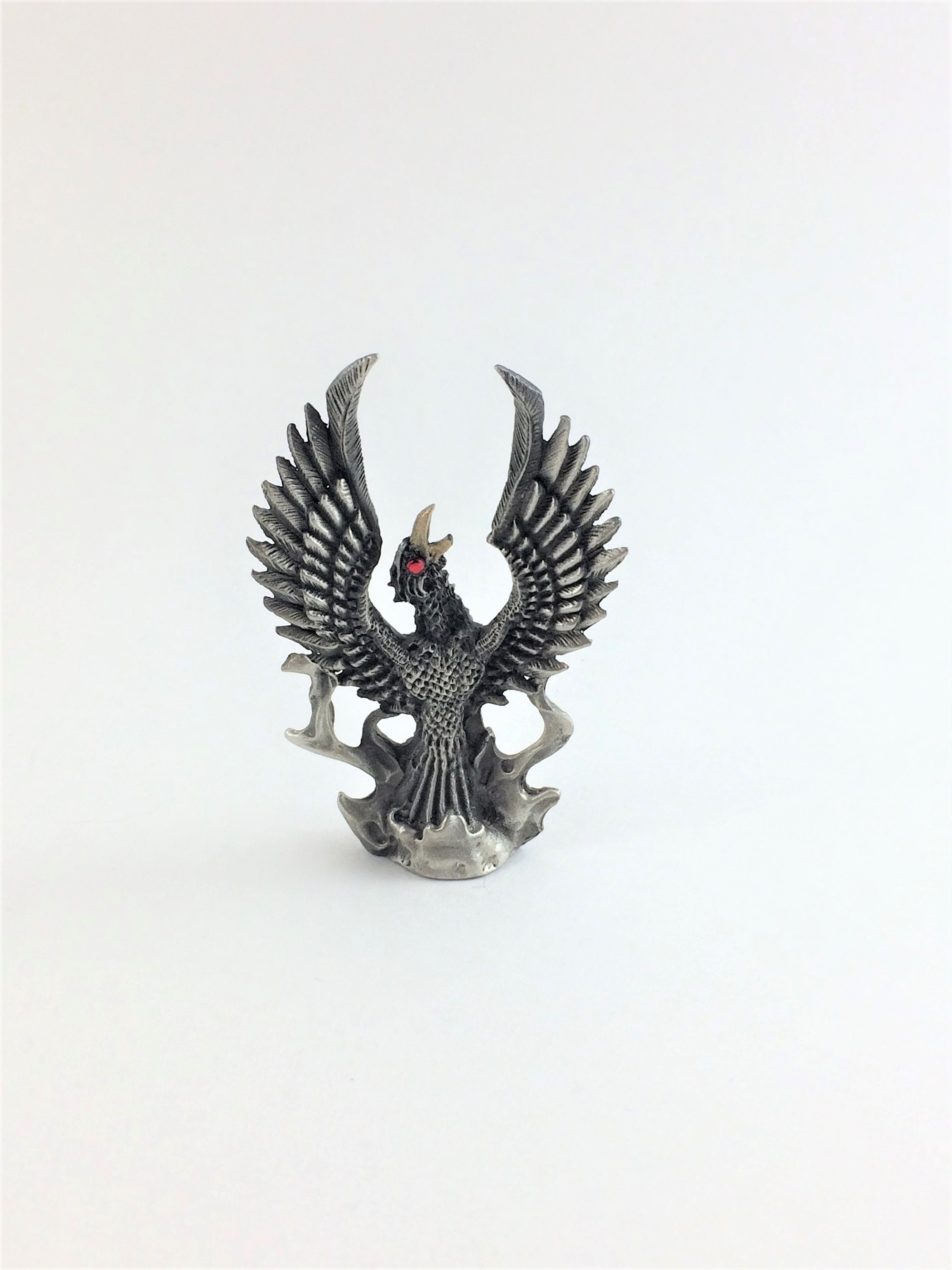 Pewter PHOENIX Rising From Flames With Red Crystal Accents - Etsy