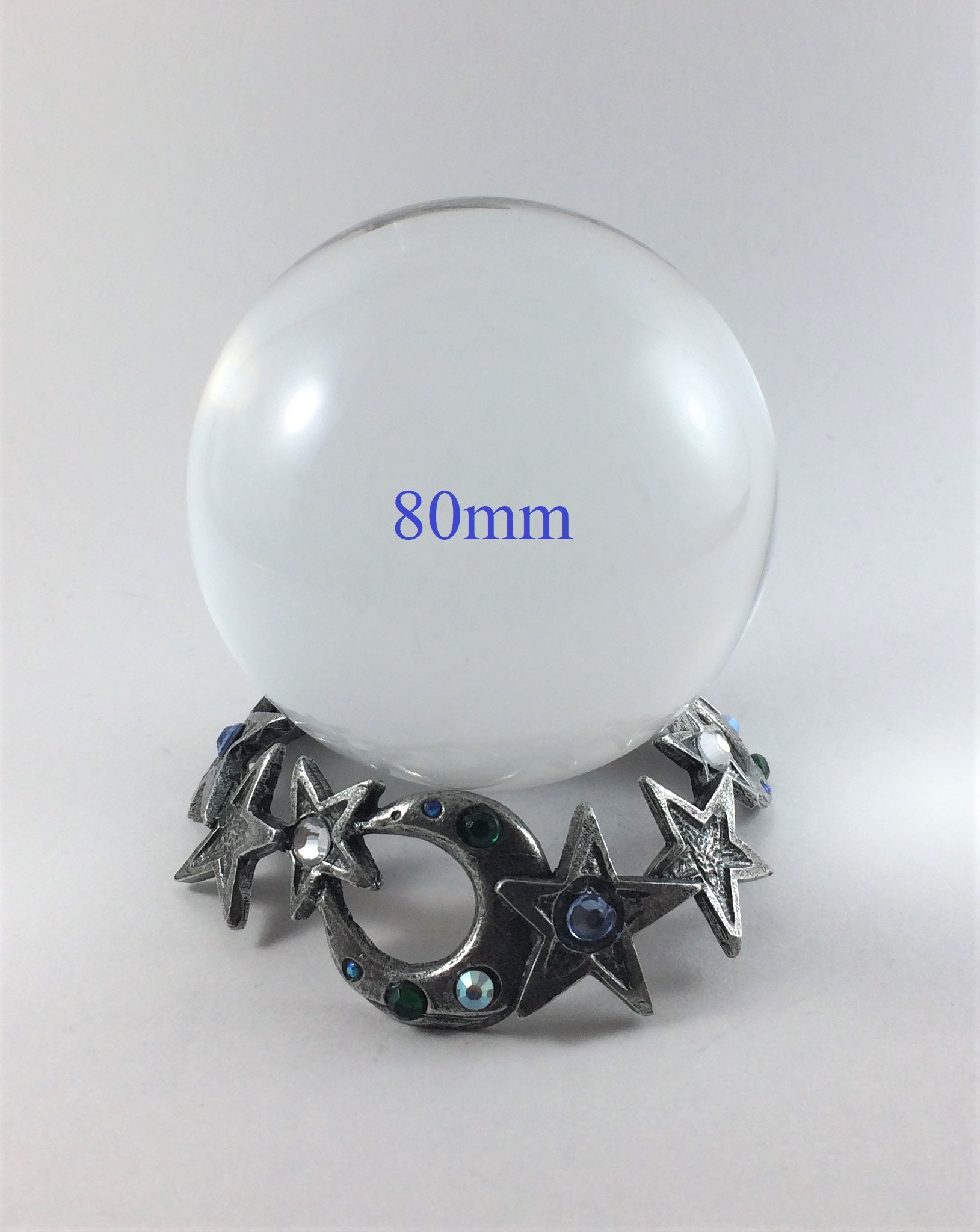 Pewter Celestial Star & Moon Stand With Colorful Crystals | Etsy