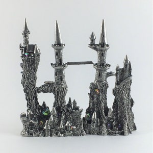 Tall Pewter Twin Castles With Bridge and Many Colorful Crystals - Etsy