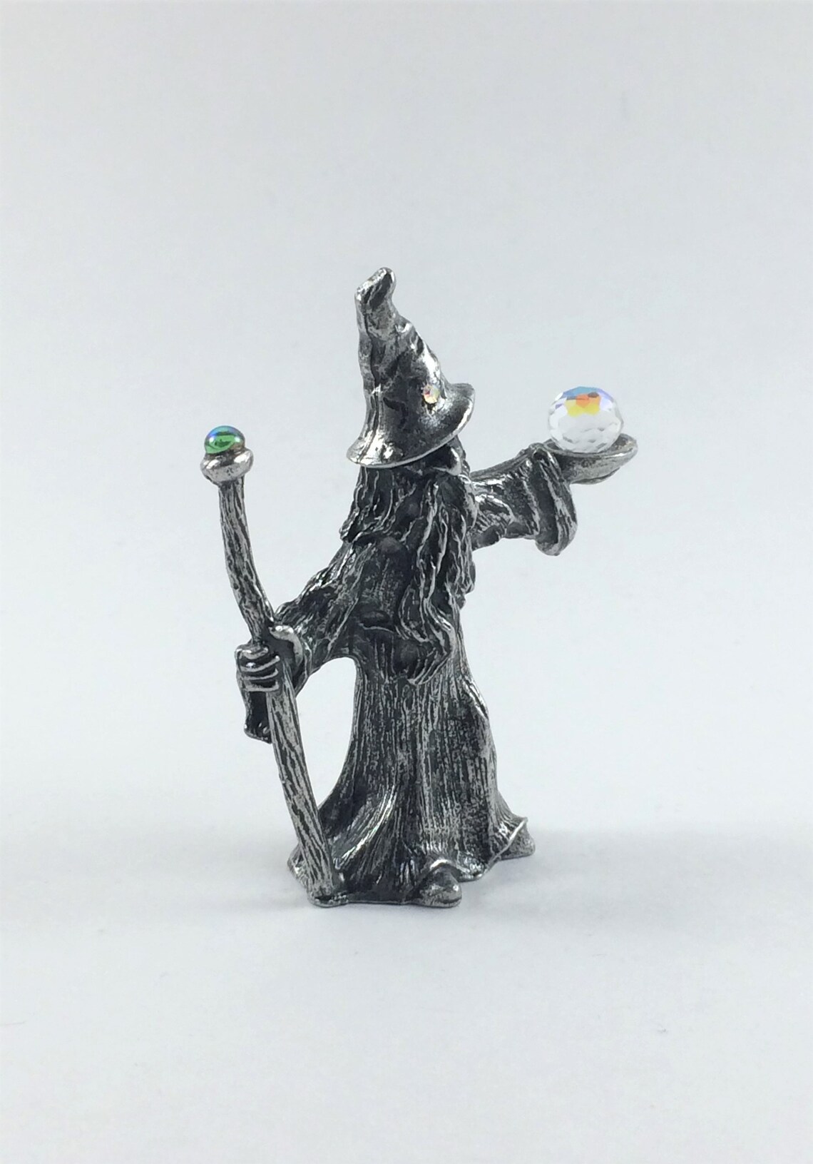 Pewter Wizard With Crystal Fireball and Staff | Etsy