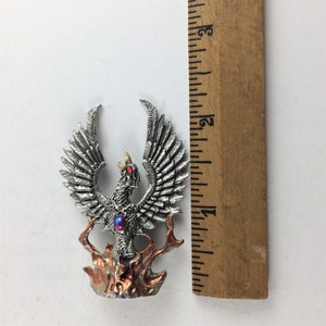 Pewter PHOENIX Rising From Flames With Red Crystal Accents - Etsy