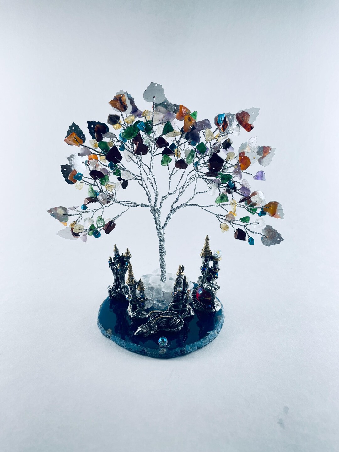 Semi-precious Gemstone Tree With Pewter Diorama - Four Castles ...