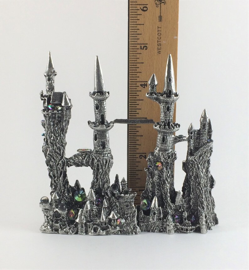 Tall Pewter Twin Castles With Bridge and Many Colorful - Etsy