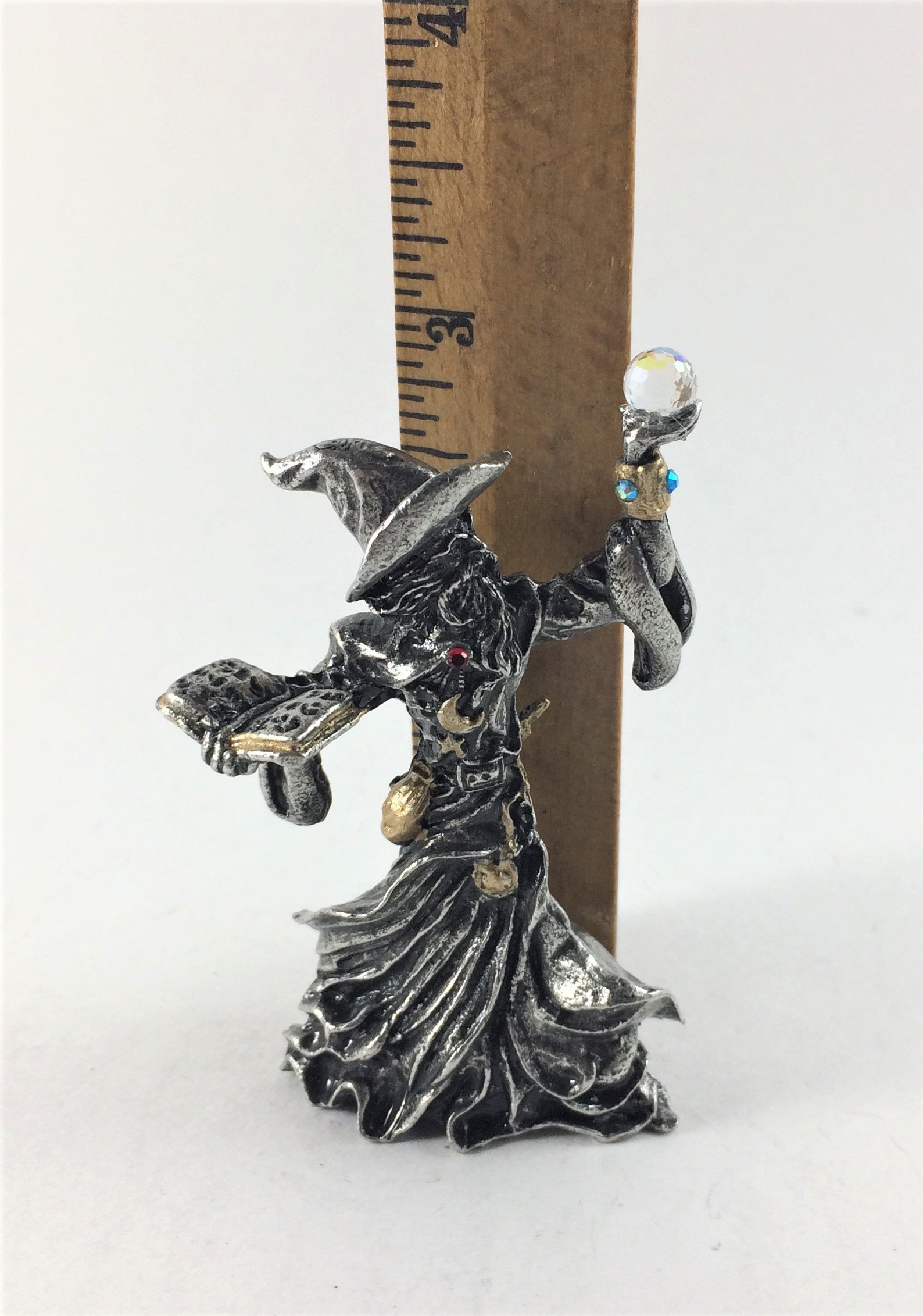 PEWTER WIZARD With Book and Magical Crystal Ball | Etsy