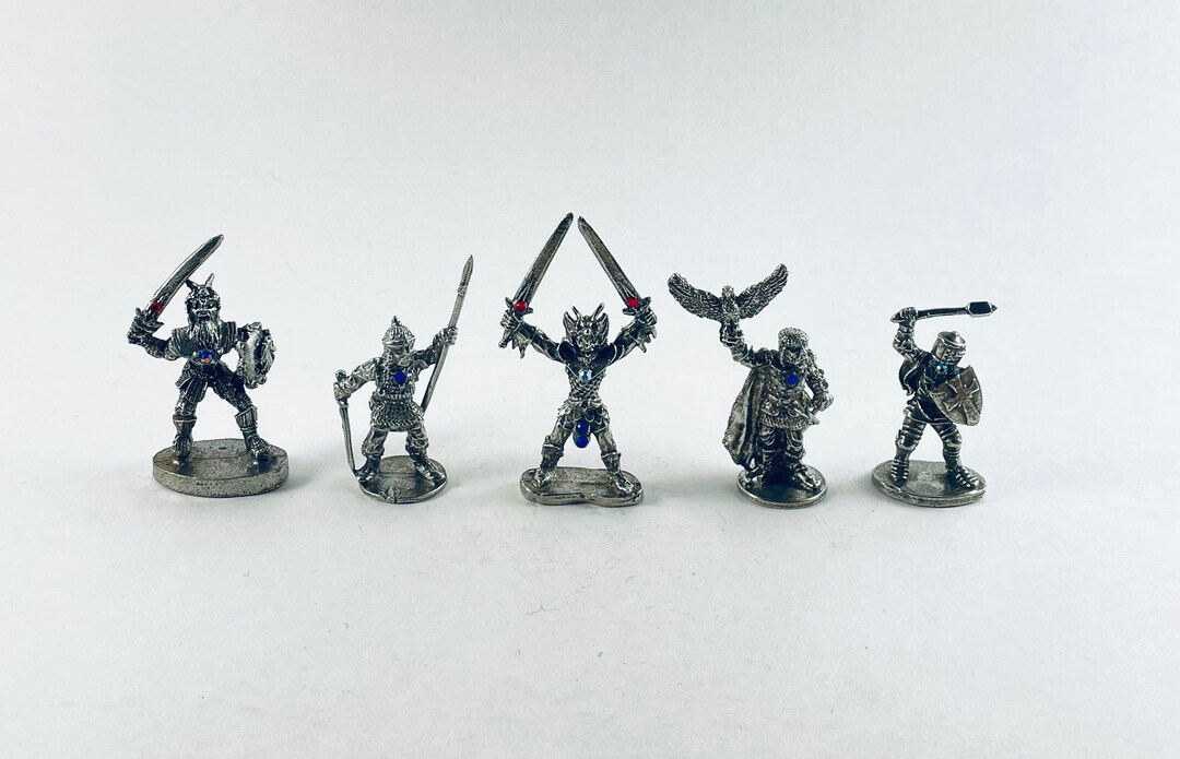 FIVE Pewter Warriors/medieval Knights With Colorful Crystal Accents - Etsy