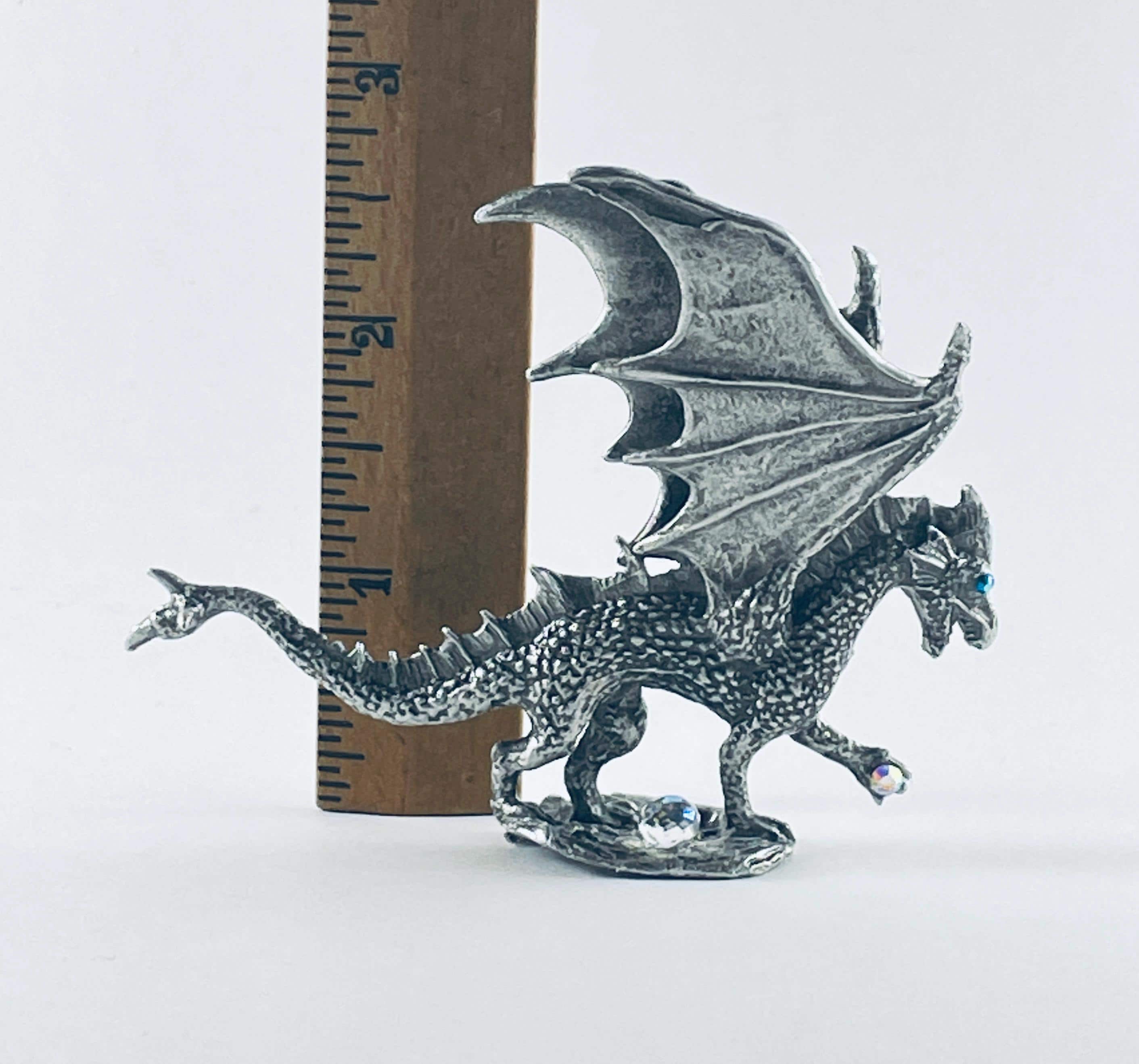 Pewter Dragon With Spiked Tail and Crystal Accents - Etsy