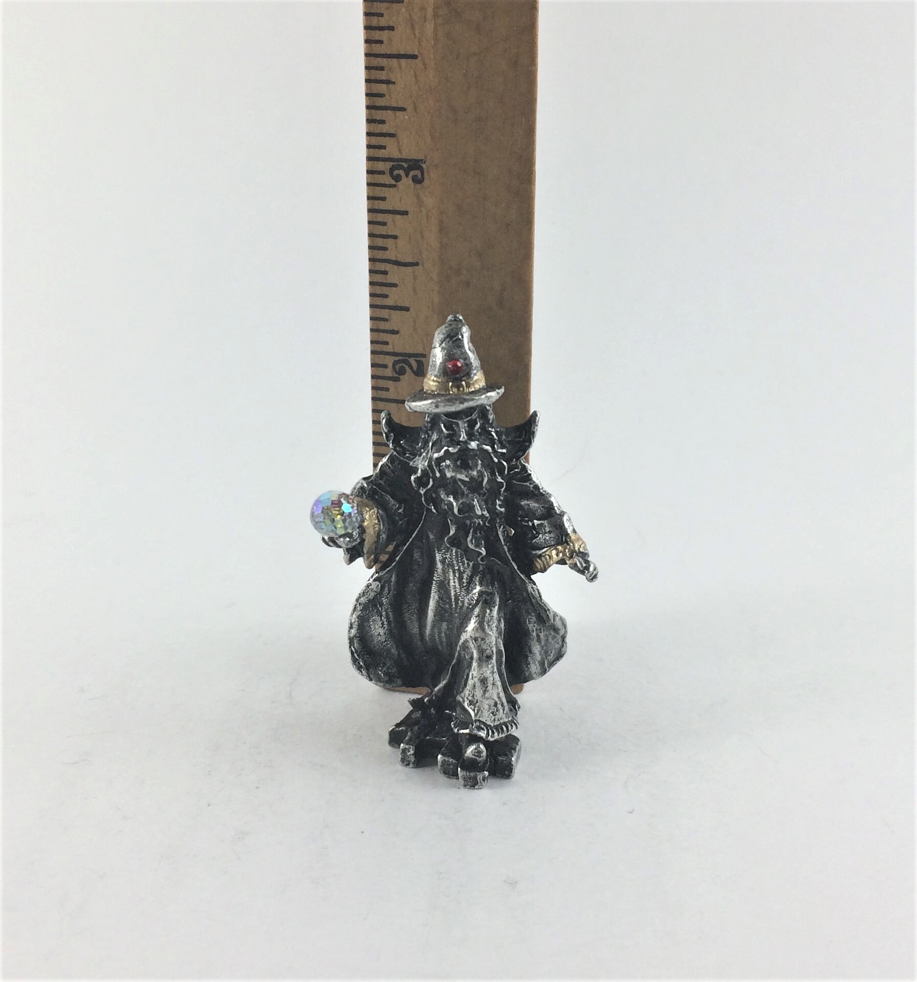 PEWTER WIZARD With Stars & Crescent Moons on Cape and Holding | Etsy