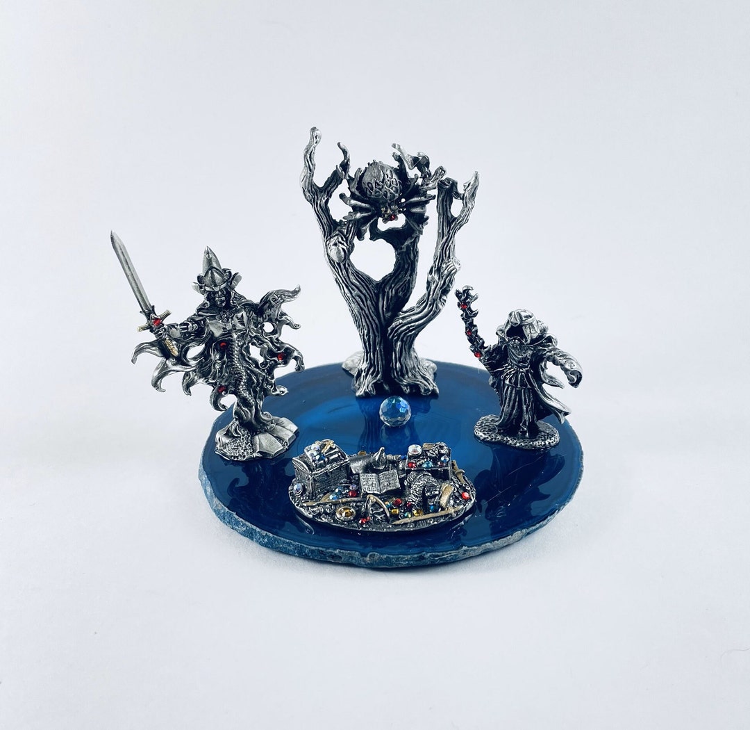 Pewter Diorama With Pewter Reapers, Spider Tree, Treasure & Crystals - Etsy