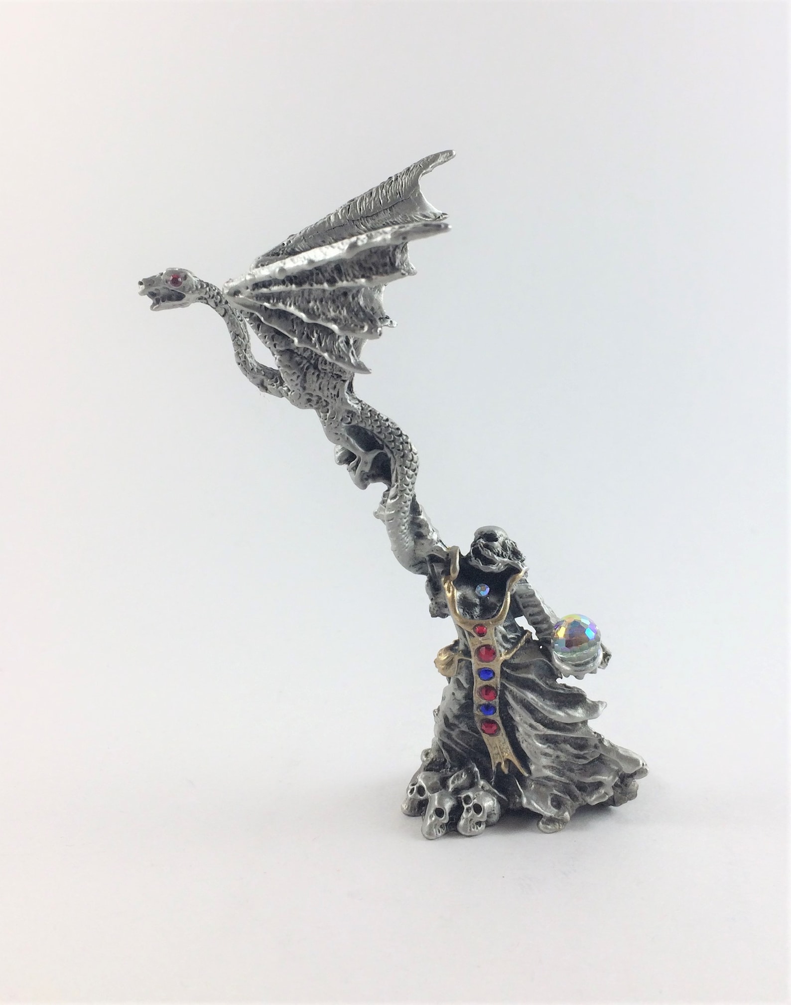 Pewter Wizard - Dragon Master With Crystals - Satin Matte Finish - Etsy