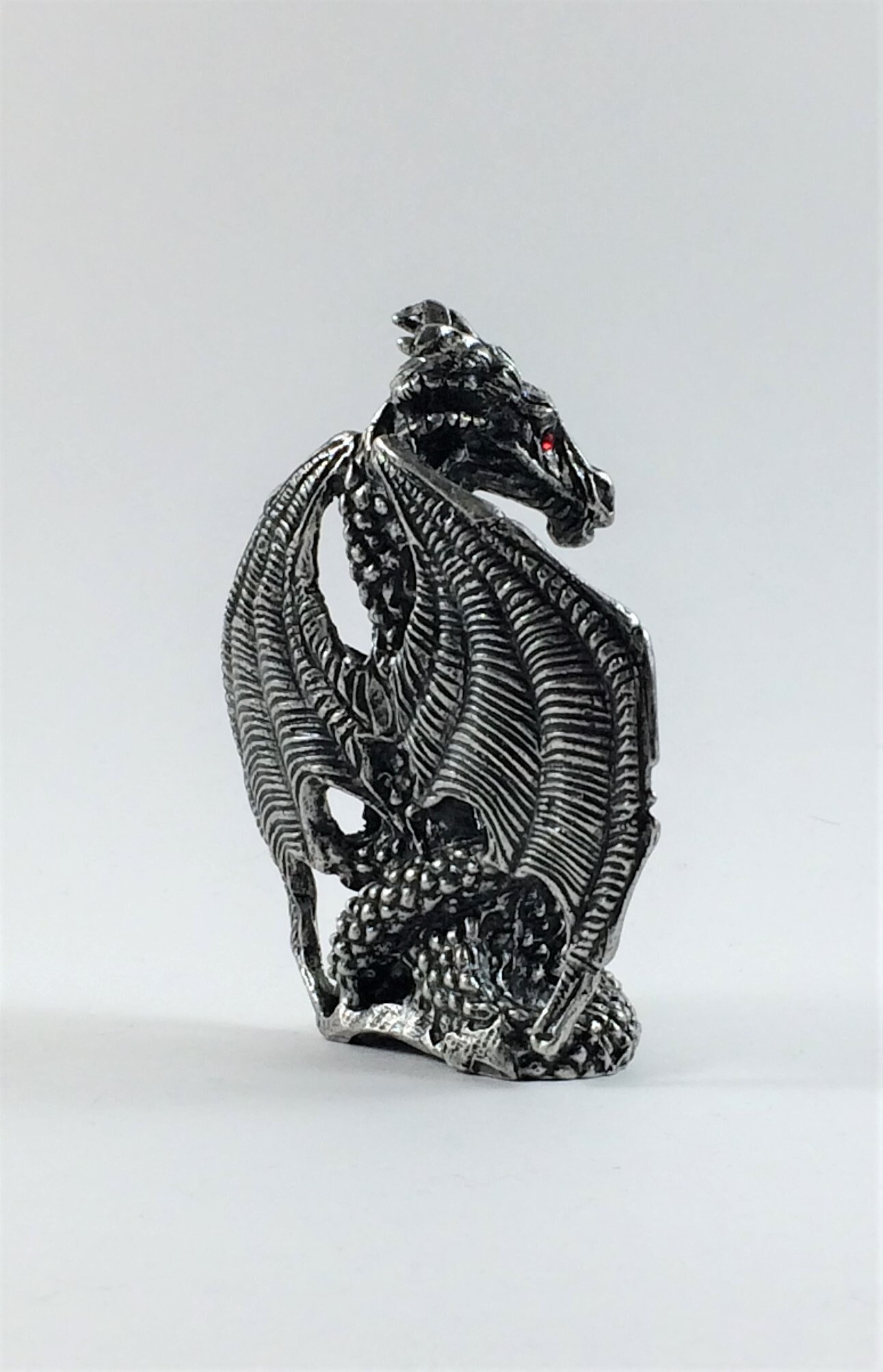 Pewter Dragon with Red Crystal Eyes and Crystal Fireball | Etsy