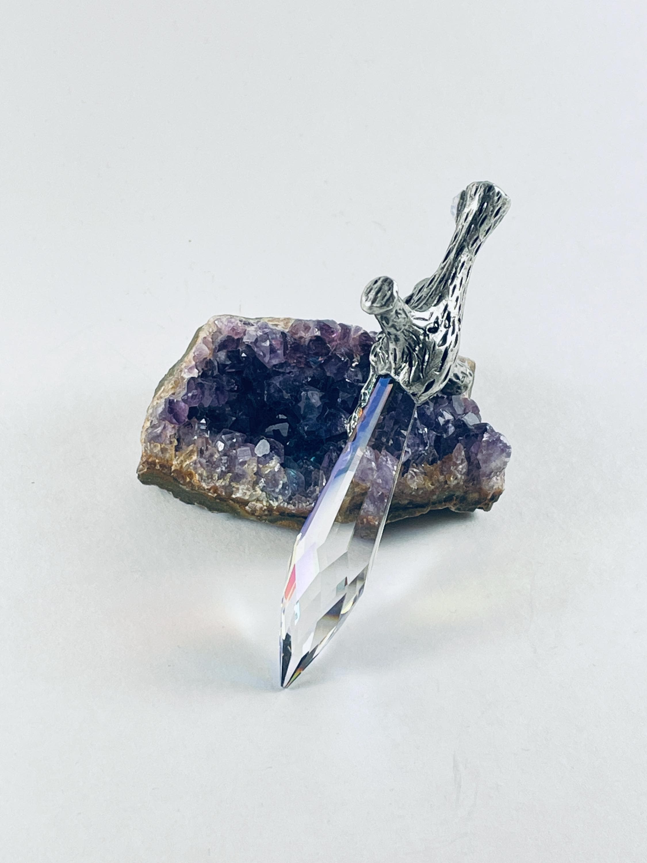 Pewter Wizard's Sword With Aurora-borealis Crystal Prism Blade and ...