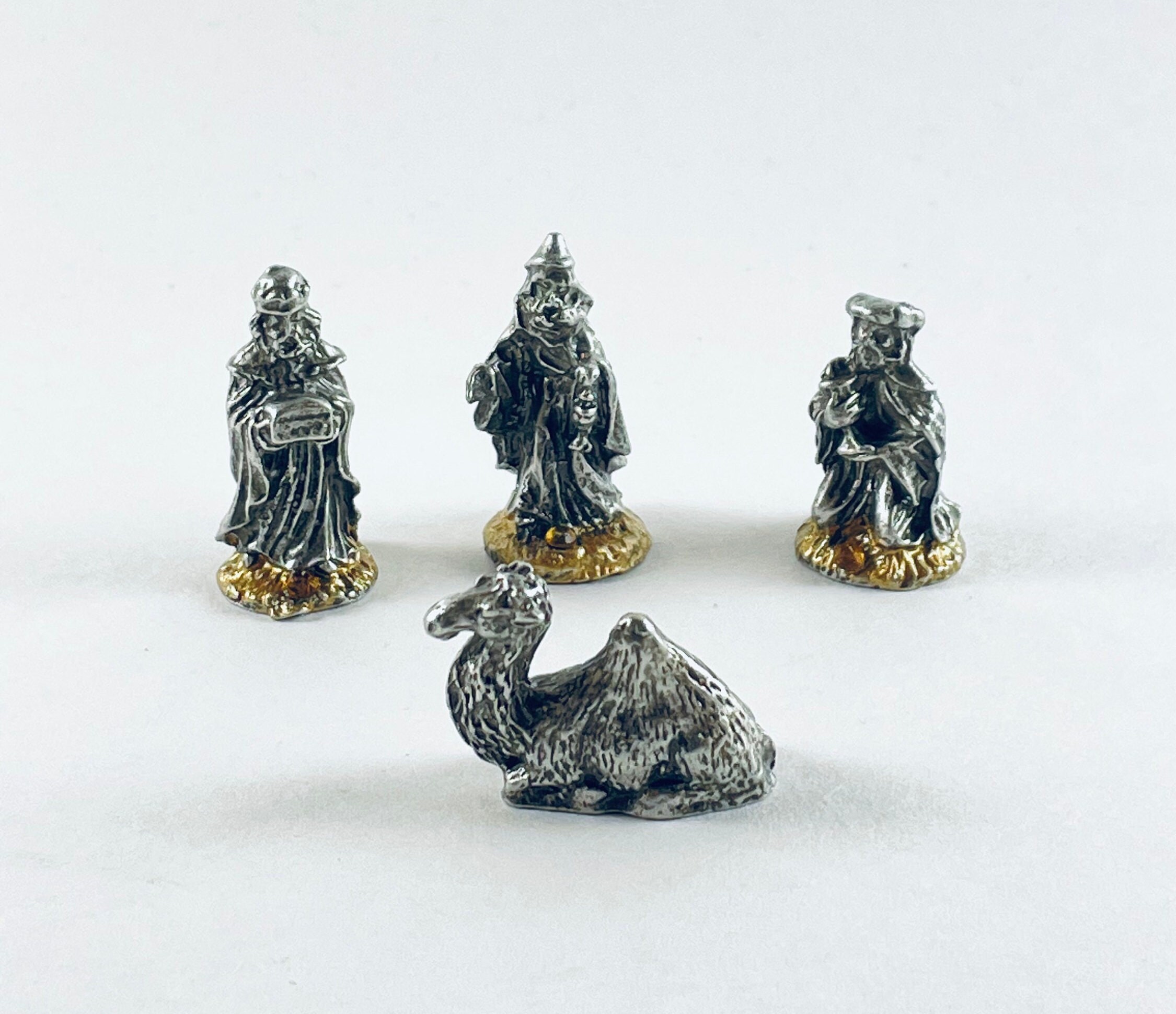 Miniature 11 Piece Pewter NATIVITY SET With MANGER and Crystals - Etsy