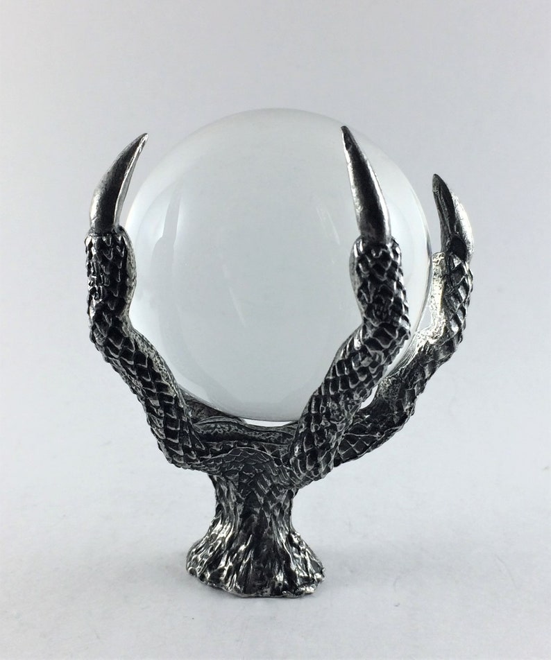Pewter Dragon Claw Stand AND 50mm Clear CRYSTAL Ball - Hand-buffed ...