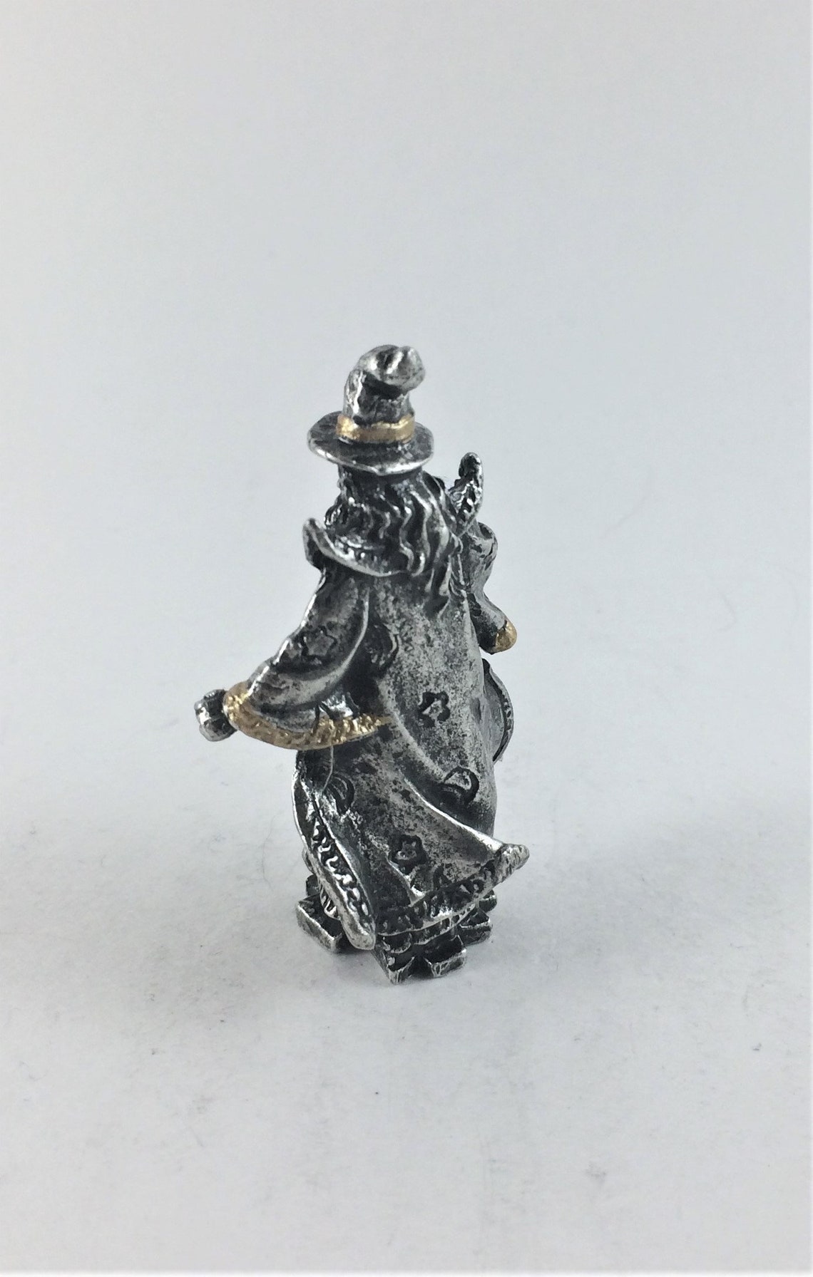 PEWTER WIZARD With Stars & Crescent Moons on Cape and Holding | Etsy