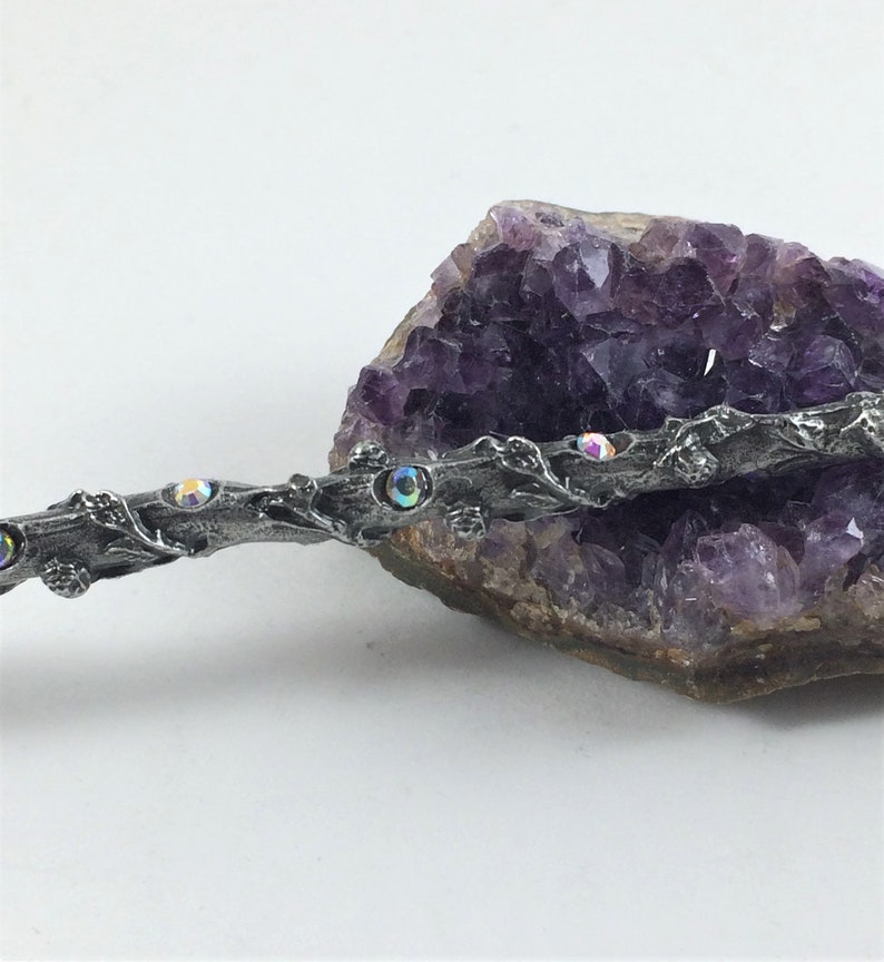Pewter Celestial Star Wand Genuine Rock Crystal & Crystals - Etsy