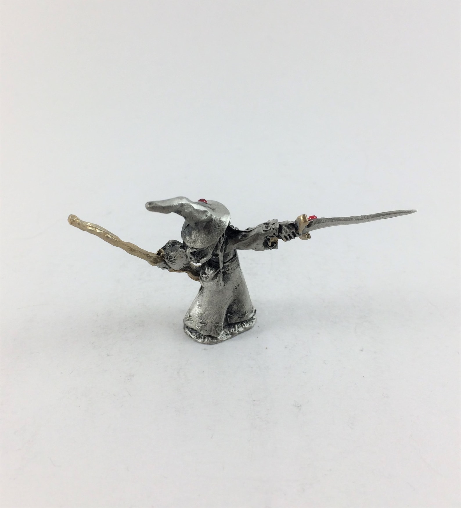 Pewter Wizard With Sword Staff and Red Crystal Accents - Etsy