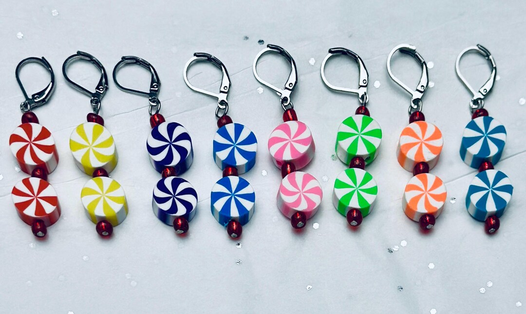 Double Peppermint Stitch Markers 2in/5.25cm - Etsy