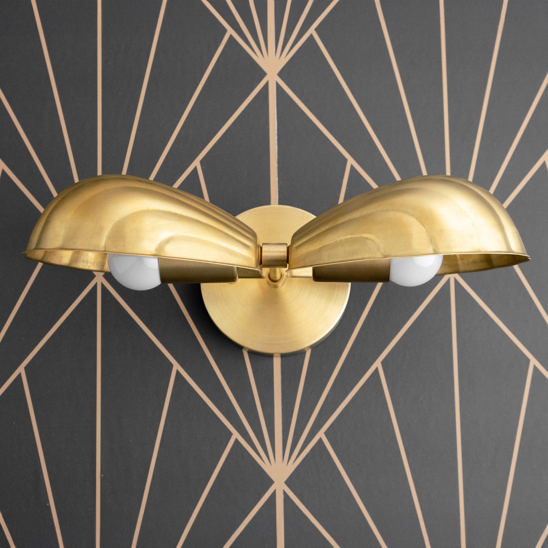 Shell Shade Art Deco Vanity Bathroom Lighting Wall Lights Brass ...