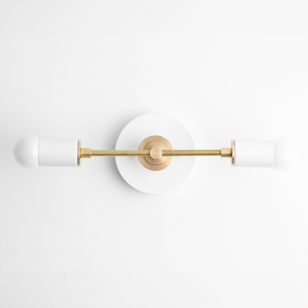 White Vanity Fixture - Wall Light - White Brass Light - Bathroom ...