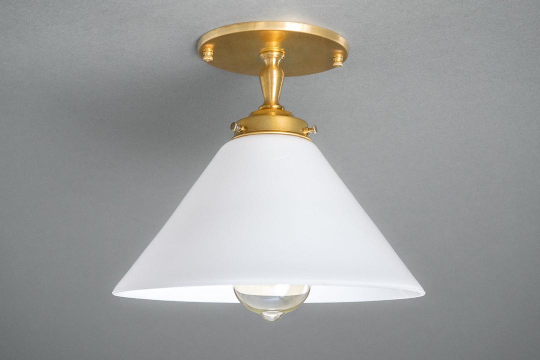 Milk Glass Cone - Ceiling Light - Overhead Light - Farmhouse Light ...