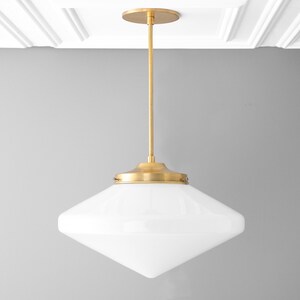 16in Large Glass Shade Ceiling Lighting Light Fixture Downrod Pendant ...