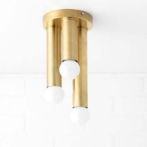 Three Column Brass Tube Light Unfinished Brass Light - Etsy